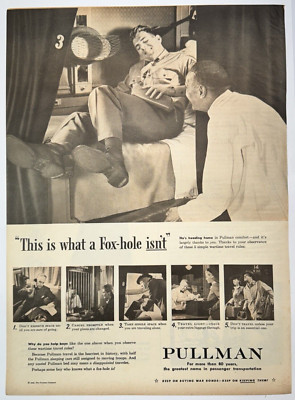 1945 Pullman Railroad Co WWII Era Vintage Print Ad 14x10" Funny Text ...