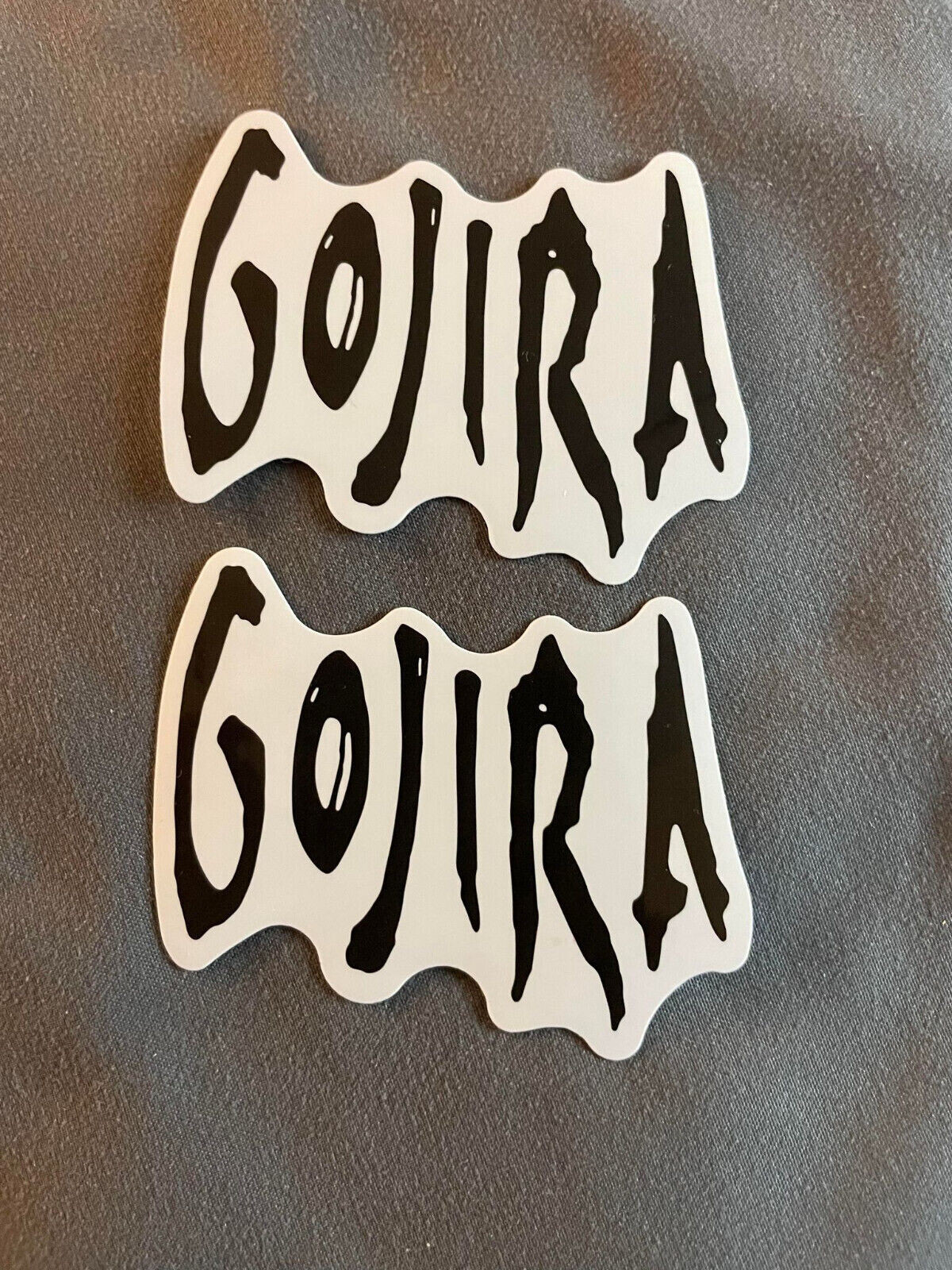 Lot (2) GOJIRA 1 5/8" x 2 3/8" Band Logo STICKERS Black Fast! FREE SHIP ...