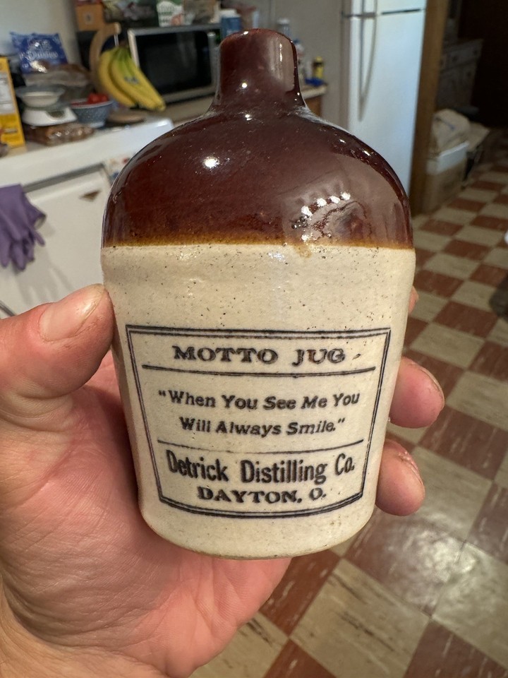 Detrick Distilling Co Dayton OH Motto Jug When You See Me Stoneware ...