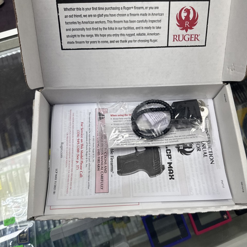 Ruger LCP Factory Box w/ Owners Manual Paperwork LCP MAX 380 Auto W ...