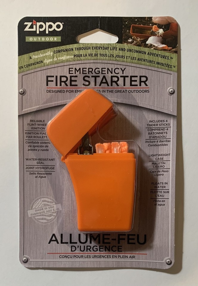 ZIPPO OUTDOOR EMERGENCY FIRE STARTER FLINT SPARK WHEEL & 4 TINDER ...