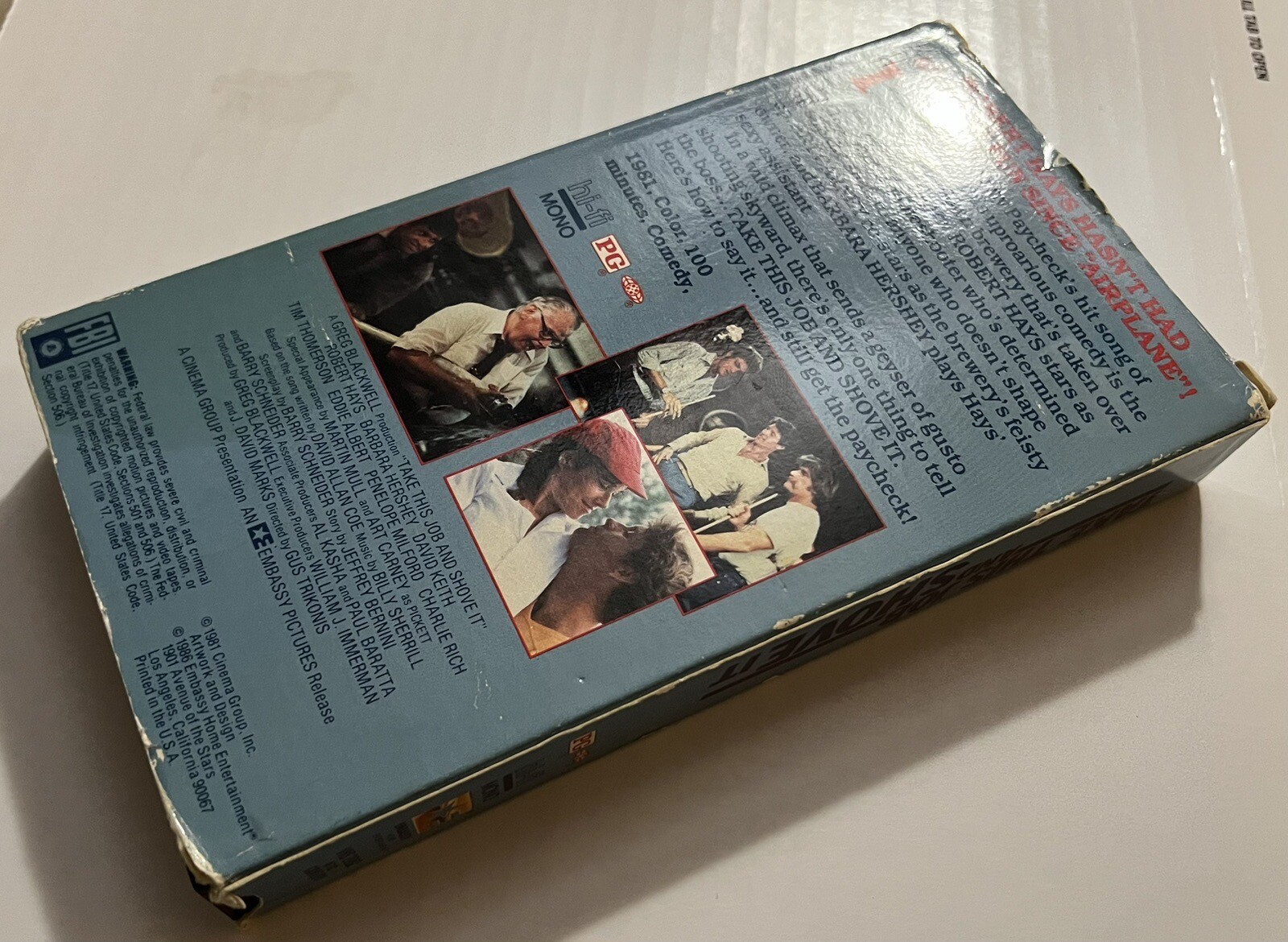 Take This Job And Shove It [VHS - 1986] Robert Hays, Barbara Hershey ...