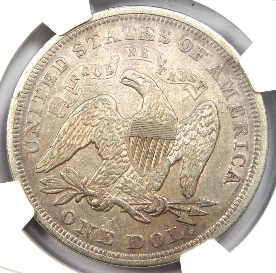 1871 Seated Liberty Silver Dollar $1 - Certified NGC XF Detail - Rare ...