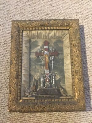 Antique 1877 Jesus Crucifix Religious Catholic Shadow Box Thy Kingdom ...