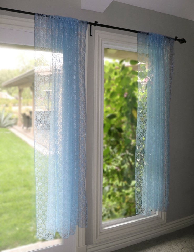 Floral Sheer Lace Window Curtain Panel Decorative Drapes for Home ...