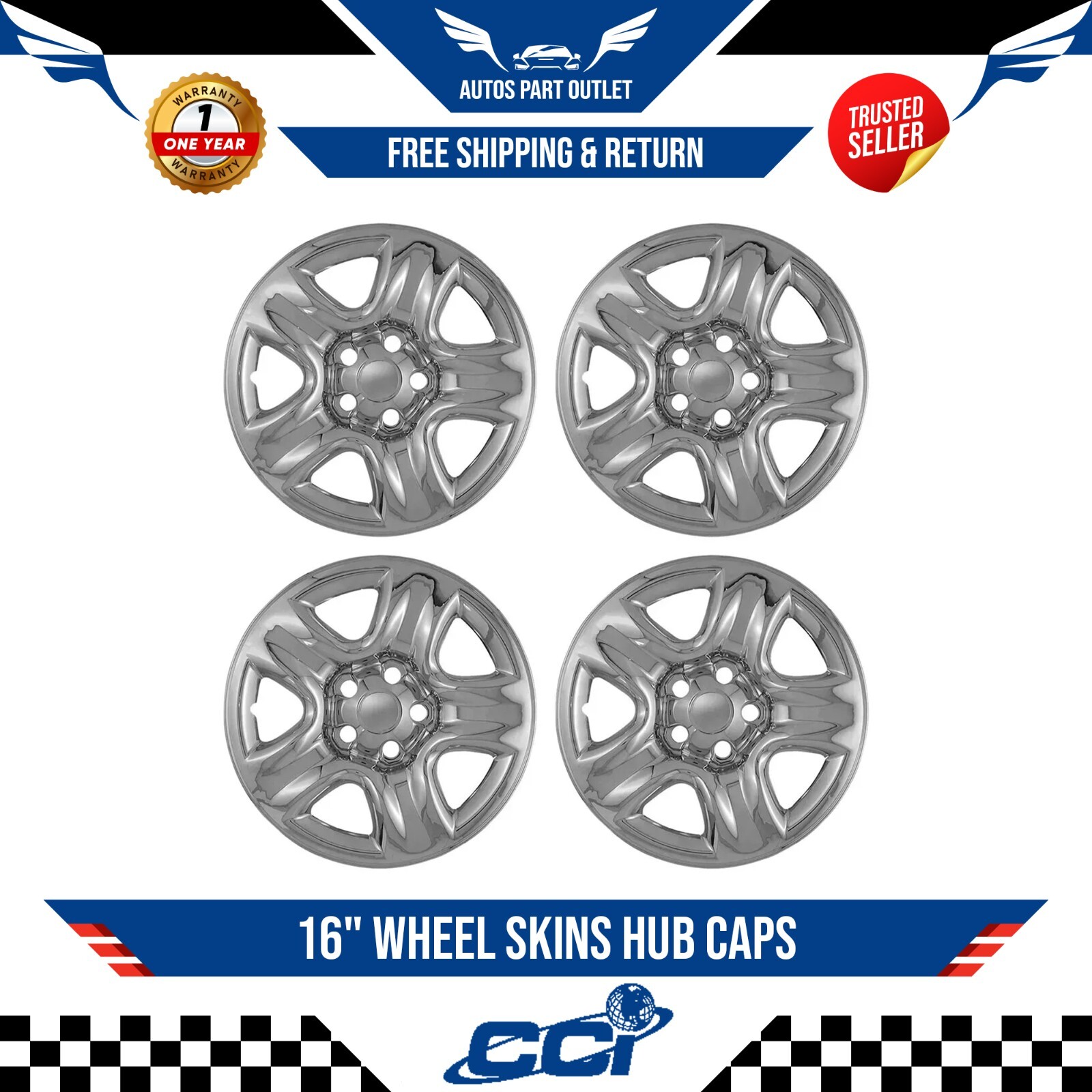 New 4 16" Wheel Skins Hub Caps 5 Spoke Steel Rim Covers For 01-05 ...