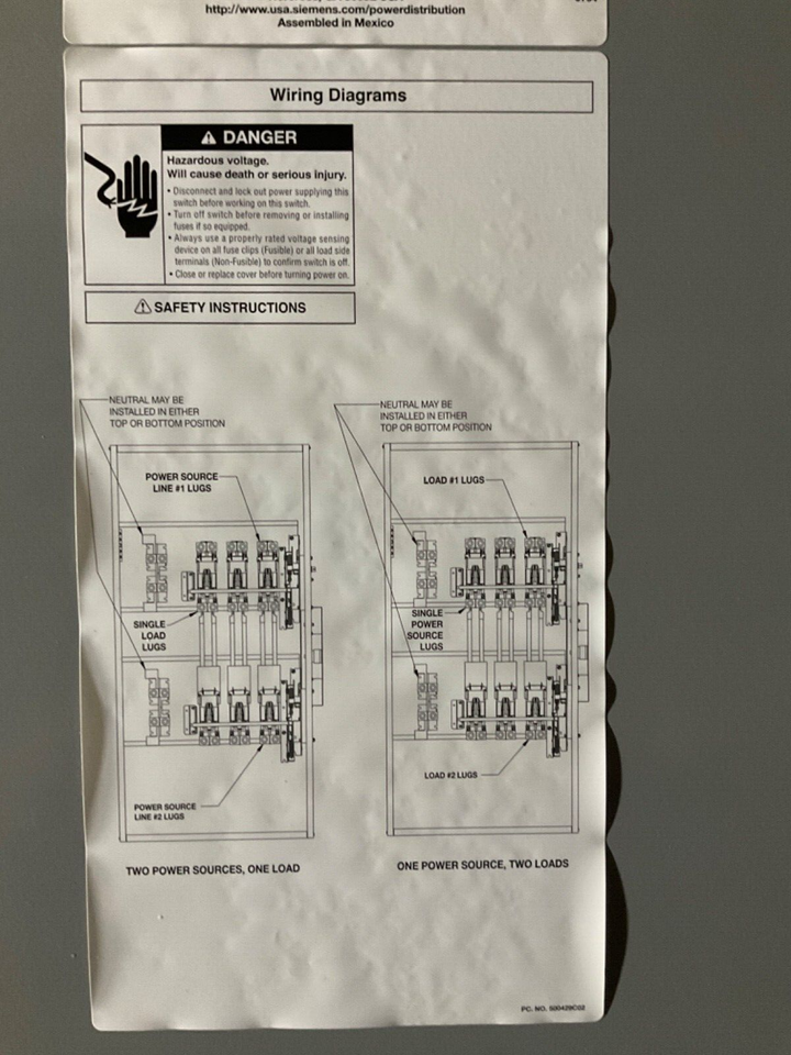 NEW SIEMENS DTNF367R manual transfer Switch 600V 800 A 3P DOUBLE THROW ...