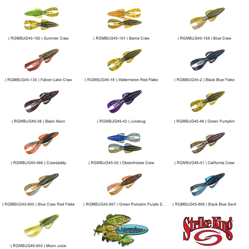 Strike King Rage Tail Magnum Bug RGMBUG45 Any 16 Colors 4.5 Inch ...
