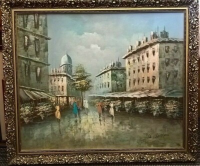 K Gropper Signed European Street Scene ~ Palette Knife Painting on ...