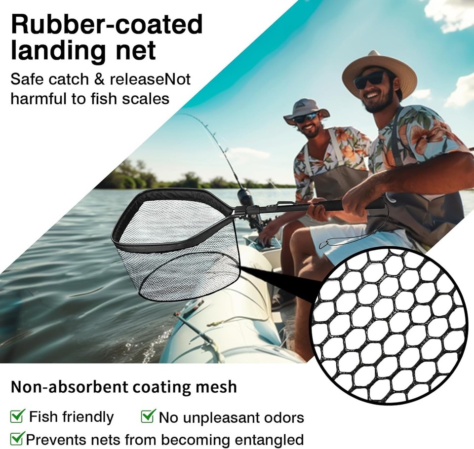 Floating Fishing Net with Handle, Fish Landing Net for Steelhead ...