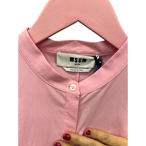 MSGM Camicia Blouse Top Womens 46 IT Pink Cotton Crew Neck Puff Sleeve Cuff NWT | eBay