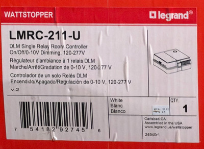 LMRC-211-U | Wattstopper DLM Room Controller, 1 Relay, 0-10V Dimming ...