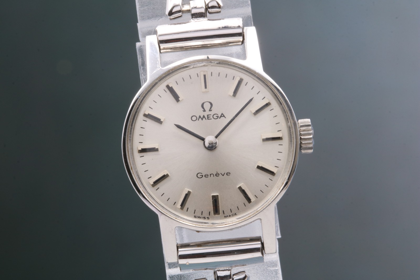 [Exc+5] Vintage OMEGA Geneve Cal.485 Silver 20mm Hand… - Gem