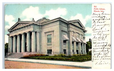 1906 MUNCIE, IN Postcard- PUBLIC LIBRARY HORSE AND CARRIAGES | eBay