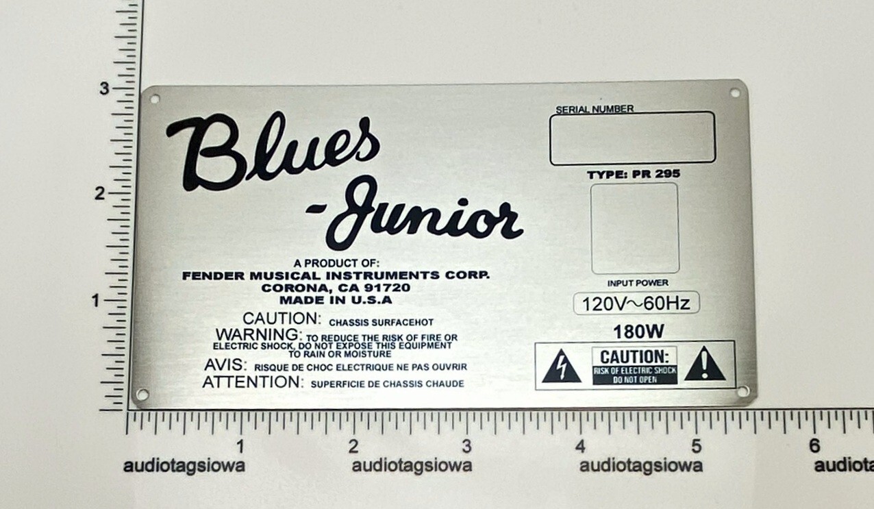 Fender Blues Junior Amplifier Badge Custom Made Aluminum | eBay