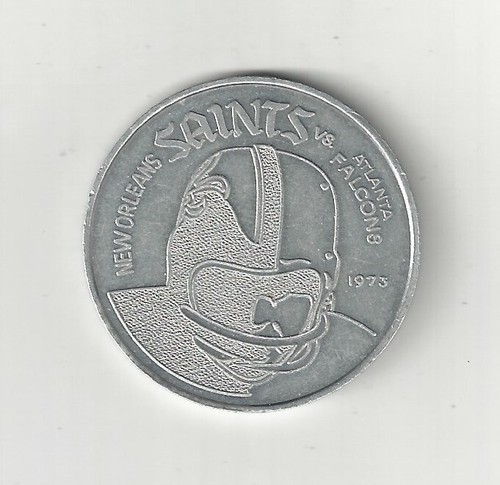 1973 NEW ORLEANS SAINTS ATLANTA FALCONS FOOTBALL PROGRAM COIN TOKEN ...