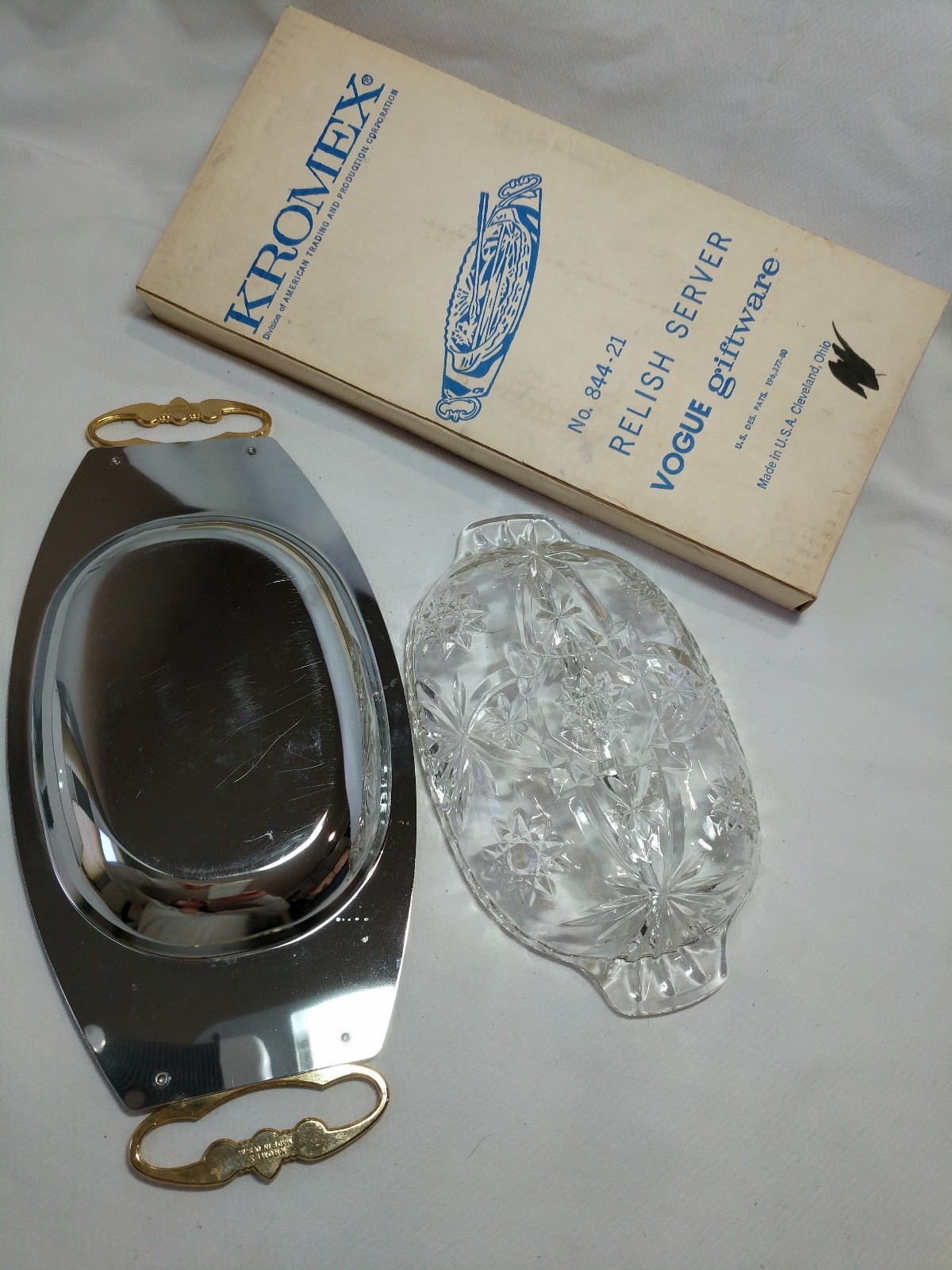 Kromex Relish Server Vogue Giftware 844-21 In Original Box Brass ...