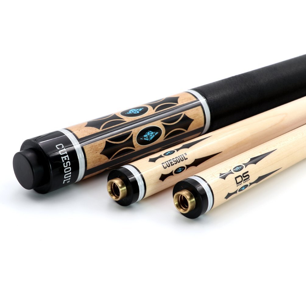 CUESOUL 58" 19oz DS Maple Pool Cue Stick Set with 2 Shaft,13mm Tip with ...