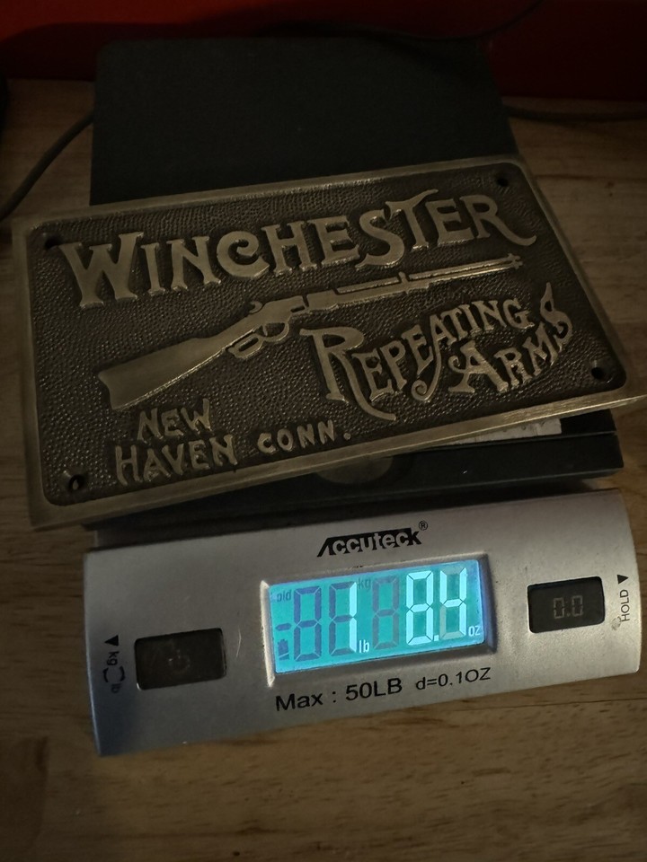 Winchester Plaque Sign Patina Ammo Gun Rifle Collector Patina SOLID ...
