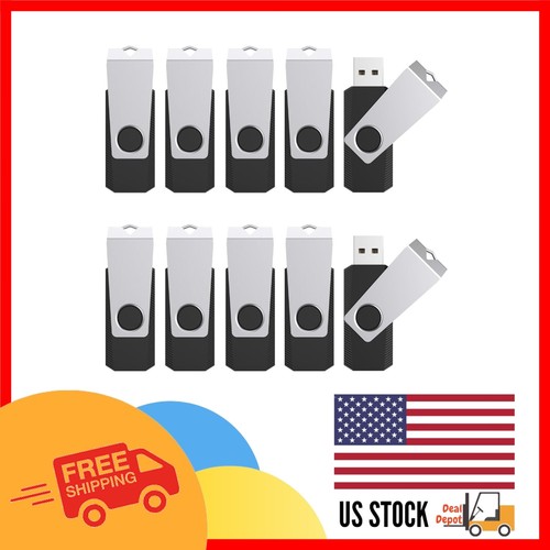 64GB USB Flash Drive Pack: 10 Sleek Swivel Memory Sticks for All ...