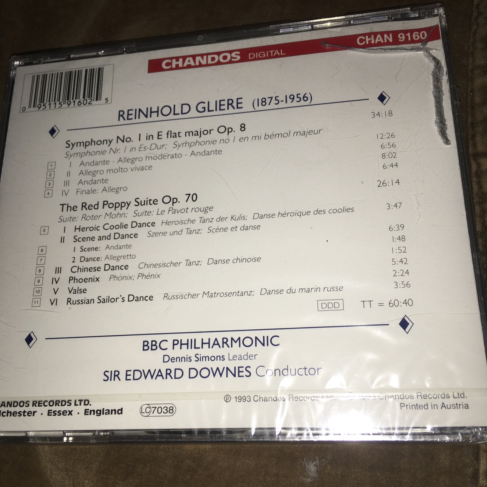 Symphony 1 / RED Poppy Ballet Suite by Gliere / Downes / Bbcso (CD ...