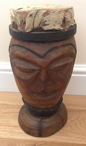 Genuine vintage African Tribal Bongo Drum. Animal Hide.40 years old | eBay