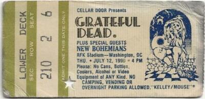 GRATEFUL DEAD TICKET 07-12-1990 RFK STADIUM MAIL ORDER GARCIA WEIR | eBay