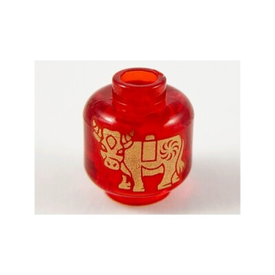 LEGO - Minifigure, Head without Face Gold Ox / Cow Pattern - Trans-Red ...