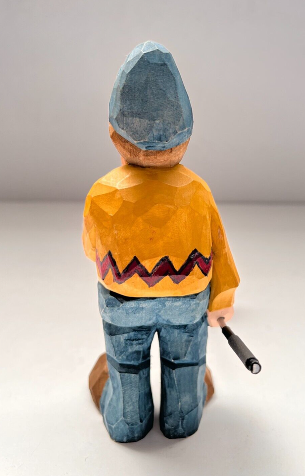 VTG Hand Crafted Wood Man Golfer Figurine Statue, Unique Retro Decor ...