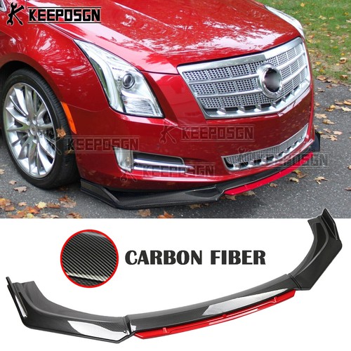 Carbon&Red Front Bumper Lip Splitter Spoiler Body Kit For CADILLAC XTS ...