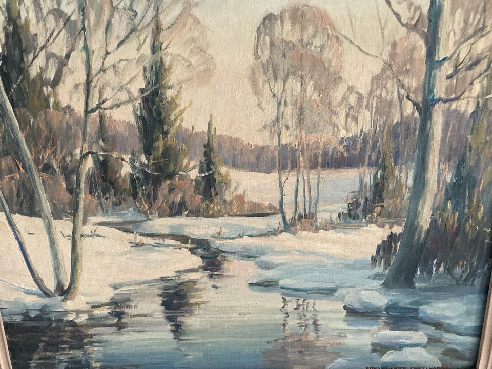 EDNA PALMER ENGELHARDT Oil Painting Original Signed Snowy Landscape ...
