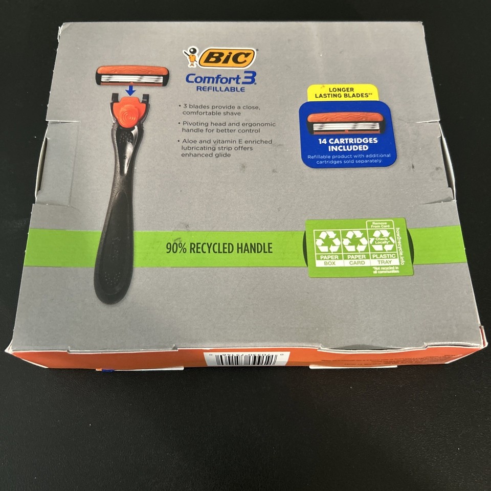 Bic Men's Comfort 3 Refillable Razor, 3 Blades, 1 Handle, 14 Cartridges ...