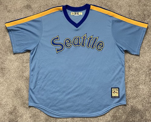 Majestic Seattle Mariners Cooperstown Throwback Men's 2XL Blue Jersey ...