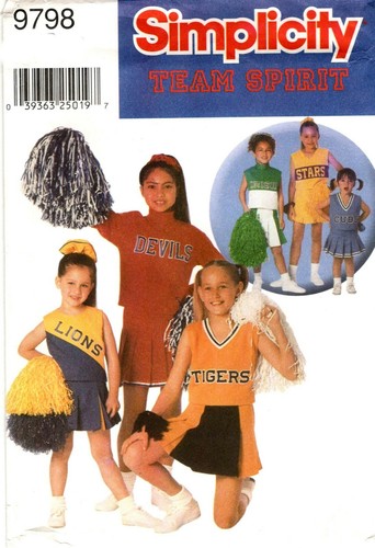 Simplicity 9798 Cheerleader Top Skirt Tights Girls Sewing Pattern | eBay