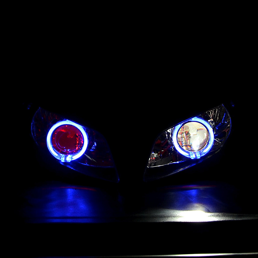 Headlight For Yamaha YZF R1 2002-2003 Custom Blue Angel Eyes+Red Demon ...