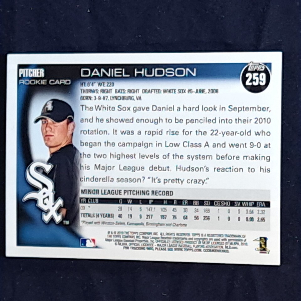 Daniel Hudson Signed 2010 Topps Rookie Card #259 White Sox Diamondbacks Dodgers | eBay