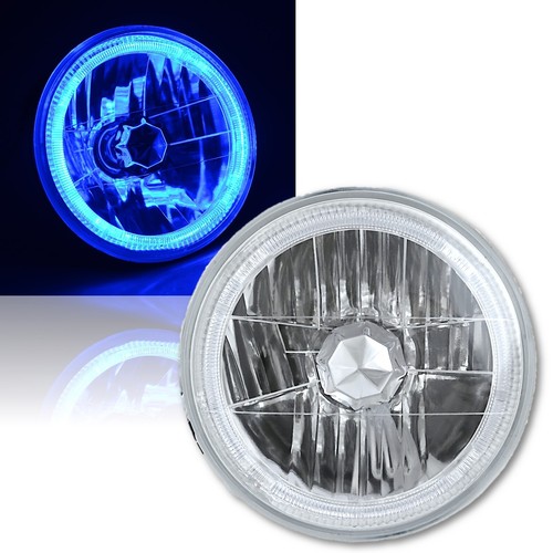 7" Motorcycle Blue Halo Angel Eye Headlight & 20/40w 6000k LED Lamp ...