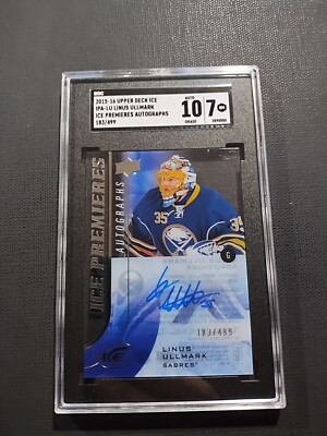 2015-16 Upper Deck Ice RC Autographs Linus Ullmark #IPA-LU AUTO 10 SGC ...