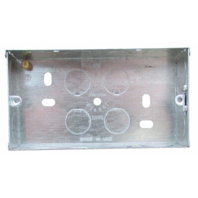 2 Gang 25mm Single Flush Recessed Galvanised Metal Electrical Back Box ...