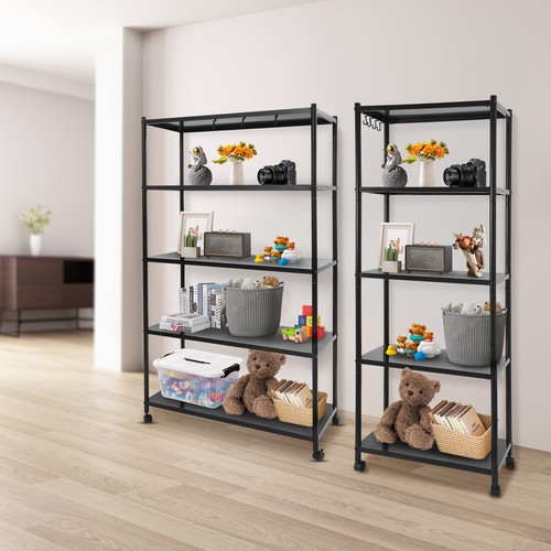 Kitchen Storage Shelf With Wheels Adjustable 5-tier Shelving Rack ...