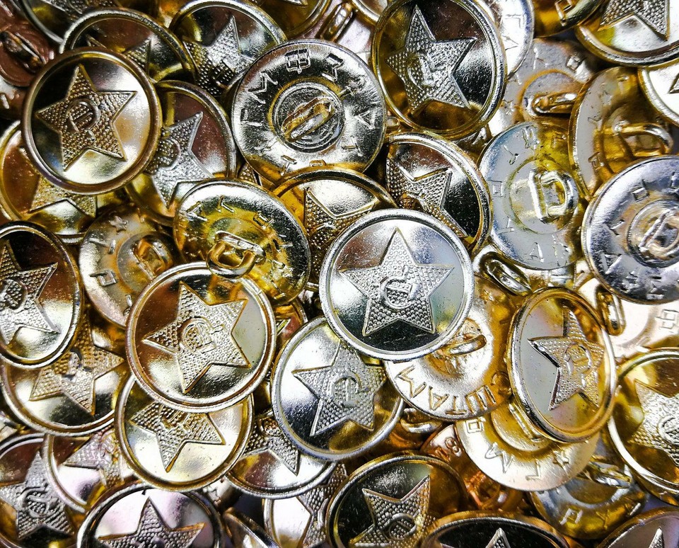 10 USSR SOVIET RUSSIAN BIG GOLD UNIFORM BUTTONS 22MM STAR WITH HAMMER ...