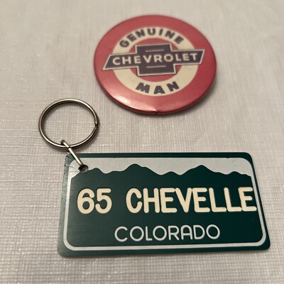 Vintage "Genuine Chevrolet Man" Button/Pinback & 65 Chevelle Key Chain ...