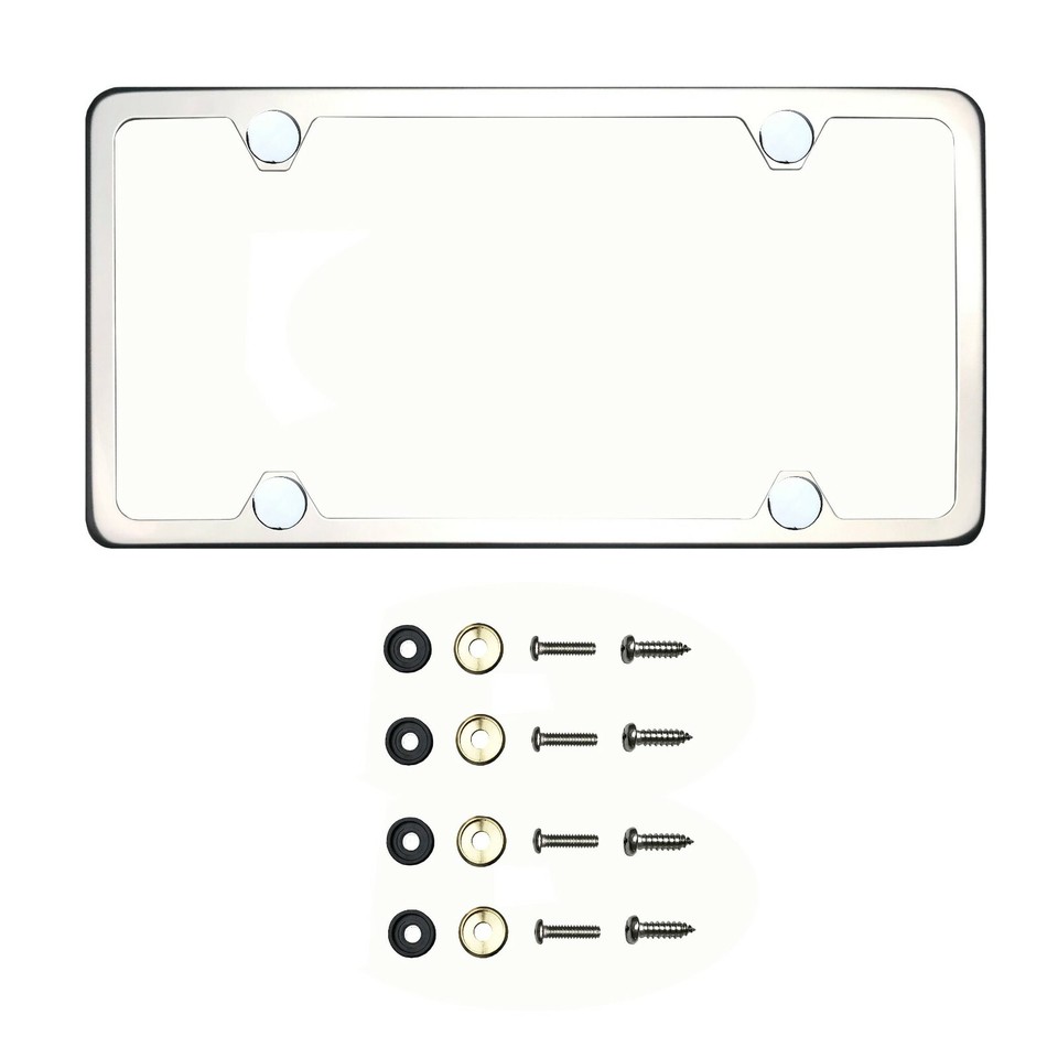 Fit Acura Laser Etching Stainless Steel Polish Chrome Slim License ...