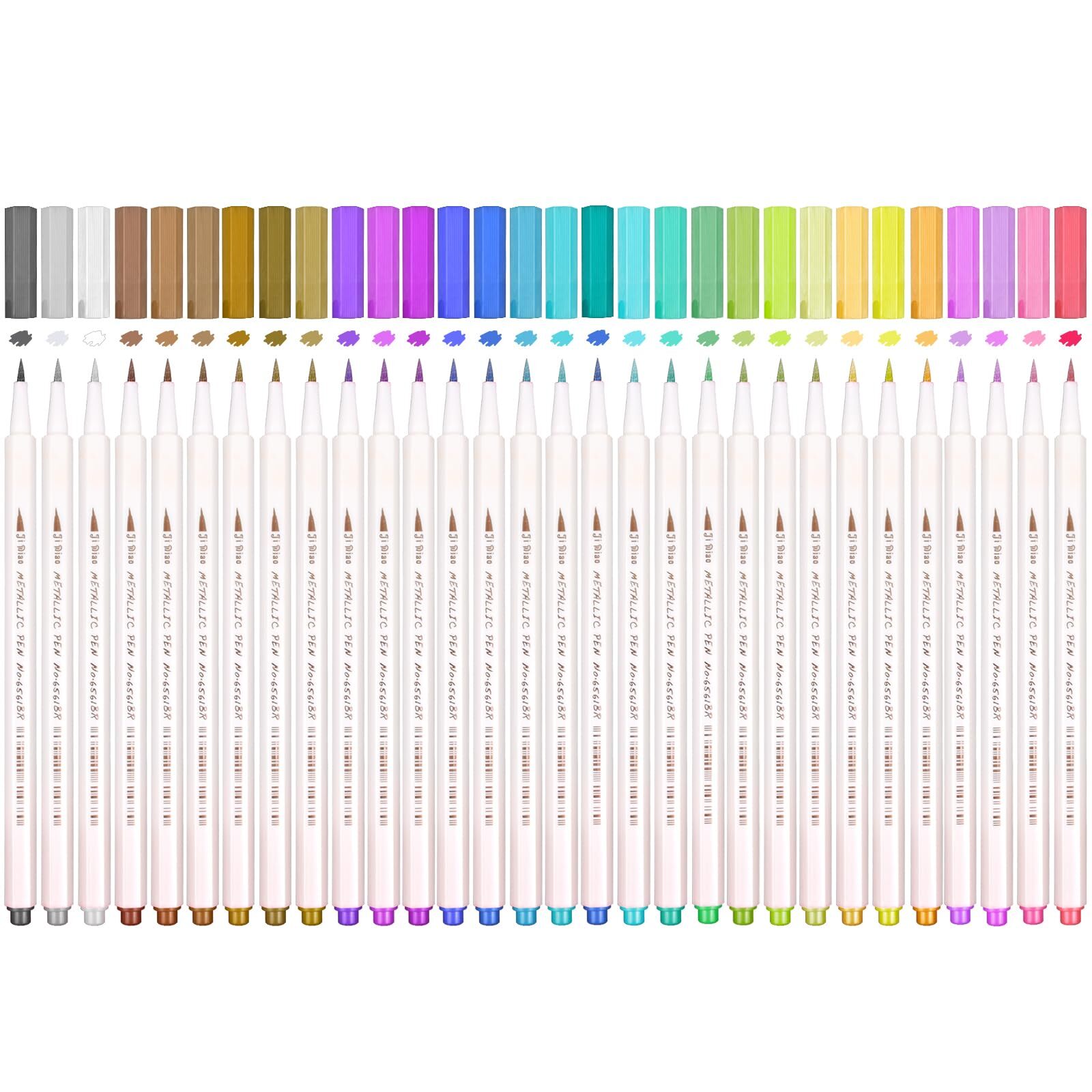Metallic Brush Pens 30 Colors Art Metallic Markers Soft Brush Tip ...