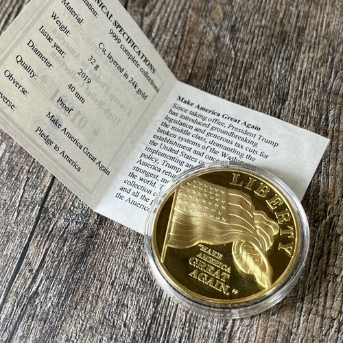 American Mint Donald Trump Pledge To America 24k Gold Coin 2019 32 ...