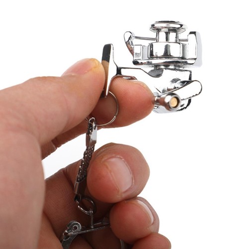 Delicate Fly Fishing Reel Miniature Pendant Charm Keyring Key Ring Key ...