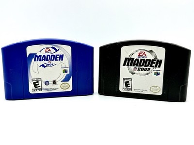 Madden NFL 2001 & 2002 N64 Game Lot Works Great Blue Black Cartridge ...