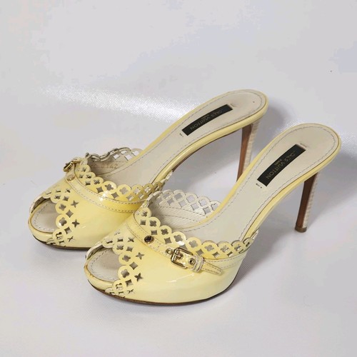 Louis Vuitton Yellow Patent Monogram Mule Heels Sz 35.5 EU / US 5.5 ...