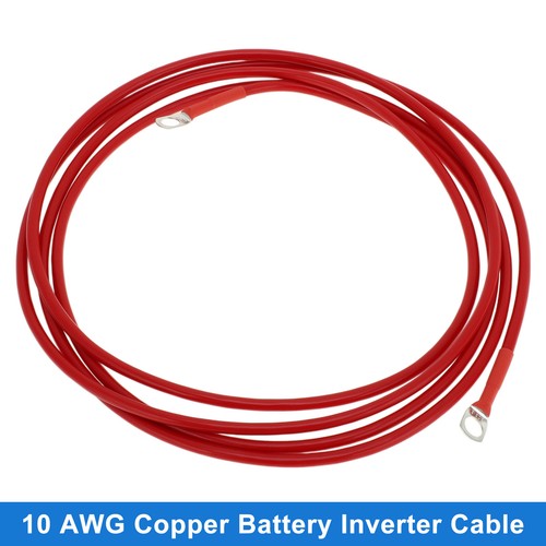 1 Pc 10 AWG Gauge 9FT Tinned Copper Battery Inverter Cable 5/16" Lug ...