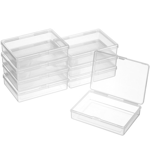 8 Pcs Rectangular Storage Box Small Clear Card Collection Playing Boxes ...